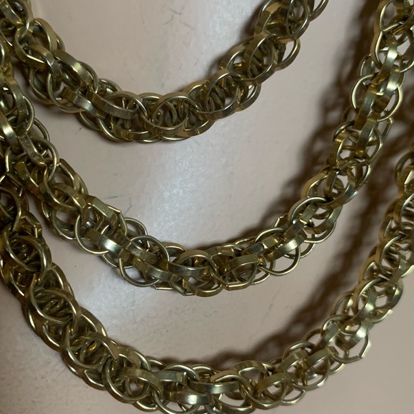Vintage | Jewelry | Triple Strand Layered Chains Golden Tiered ...